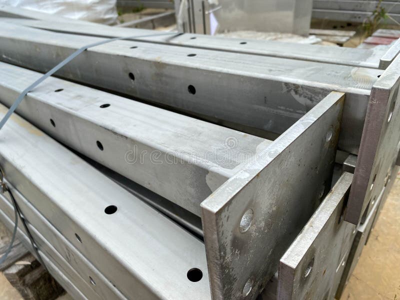 Metal Structures for Construction and Pipes on Pallets in an Open-air ...