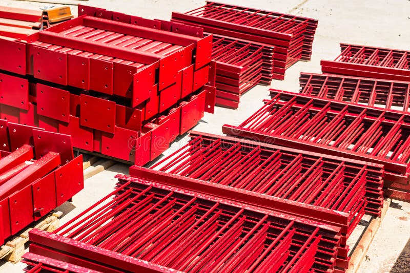 Metal Structures at a Construction Site for Installation. Storage of ...
