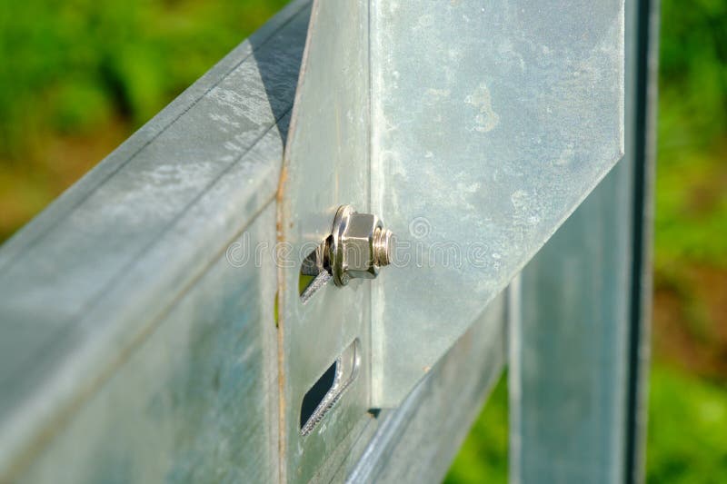 Metal Structures are Screwed Together with a Screw. Close-up of the ...