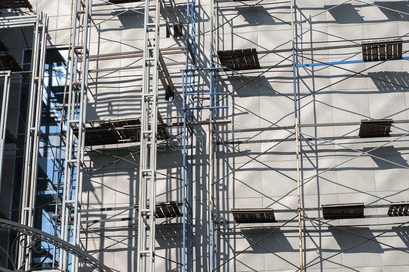 Metal Structures on the Wall Stock Photo - Image of building, monolith ...