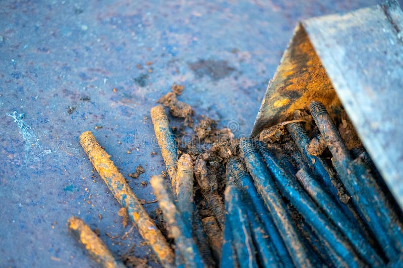 Metal Stud, FasteOld Metal Studs Covered in Rust, Close-up, Selective ...