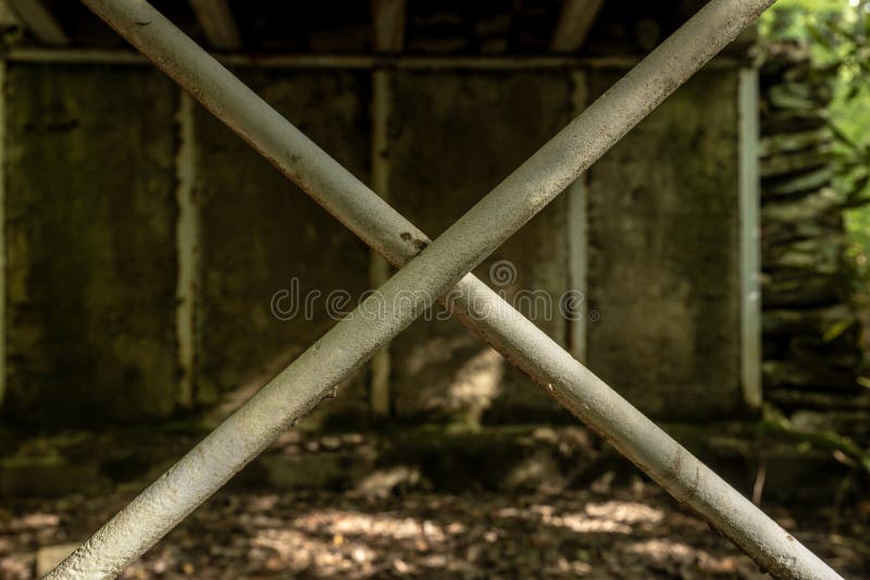 Metal Support Beams Form an X Under Small Bridge Stock Image - Image of ...
