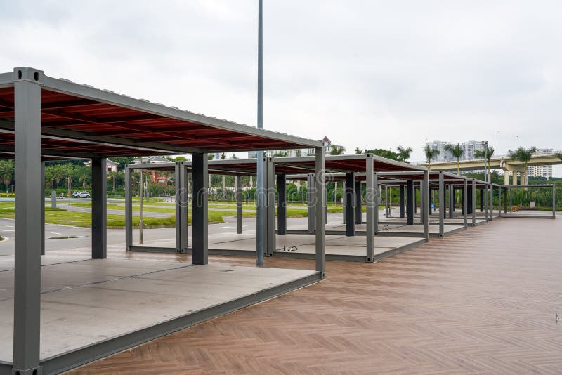 Metal Support Tent for Commercial Stalls Outdoors in the Park Stock ...