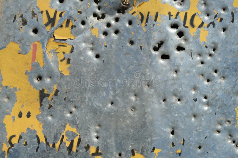 Metal Surface with Bullet Holes Stock Photo - Image of metal, colors ...