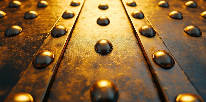 A Metal Surface, Featuring Rivets that Reflect Light and Moisture ...