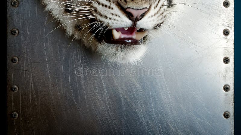 Metal Surface with a Tiger Face, Animalistic Background. Stock Photo ...