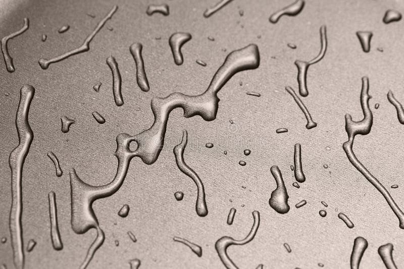 Metal Surface with Transparent Drops Close-up. Texture with Spilled ...