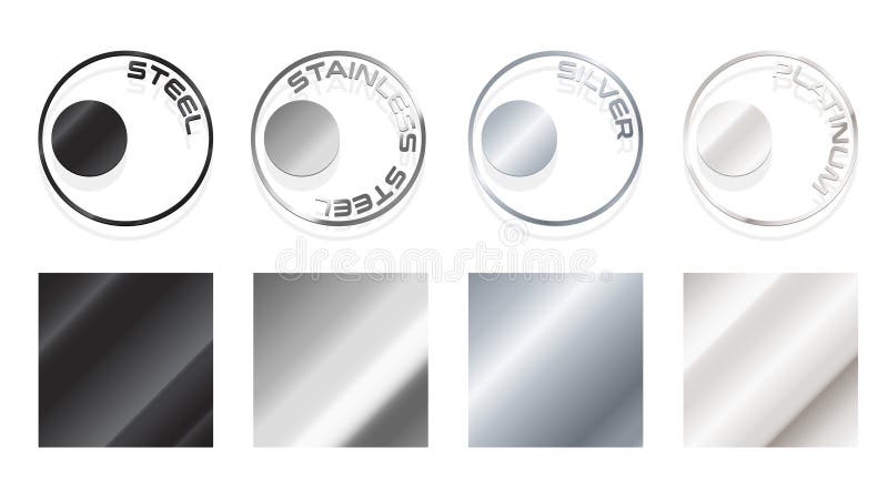 Metal Swatches Collection on White Background. Vector Set Includes ...
