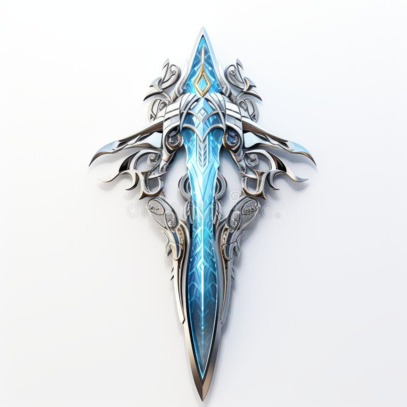 Eye-catching 3d Render of Ornate Silver and Azure Sword Stock ...