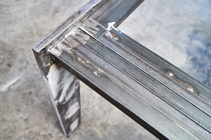 Metal Table Base Welded from Metal Sheets and Pipes Stock Image - Image ...