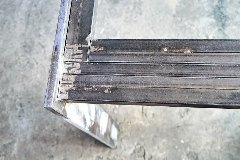Metal Table Base Welded from Metal Sheets and Pipes Stock Photo - Image ...