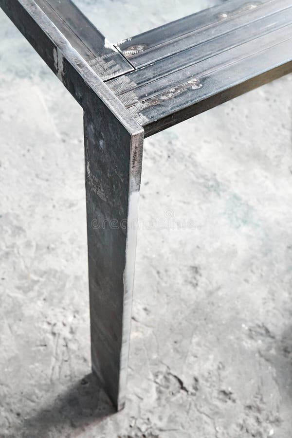Metal Table Base Welded from Metal Sheets and Pipes Stock Image - Image ...