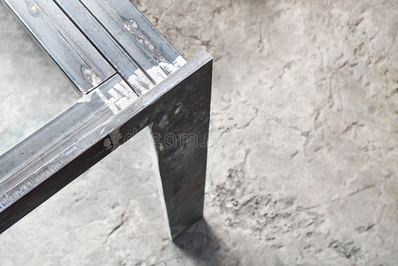 Metal Table Base Welded from Metal Sheets and Pipes Stock Image - Image ...