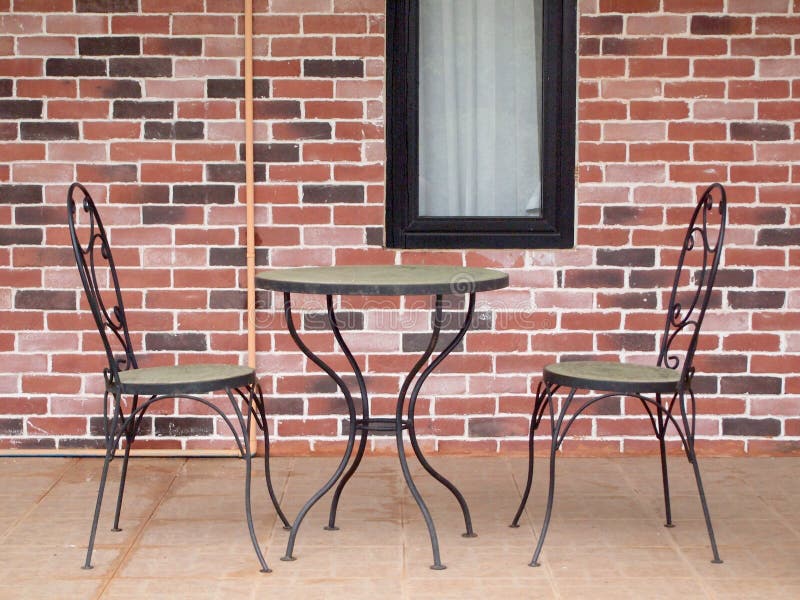 Metal table and chairs stock photo. Image of close, outdoor - 166438318