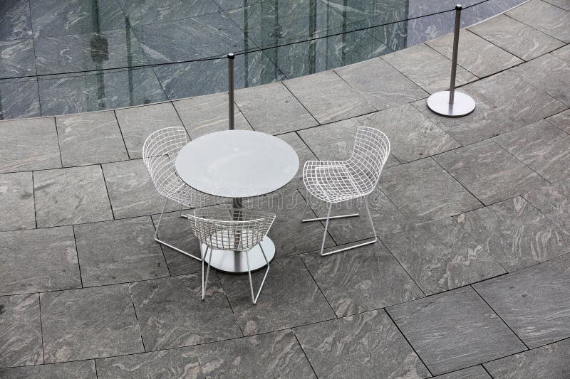 Metal Tables and Chairs on the Ground Stock Photo - Image of ...
