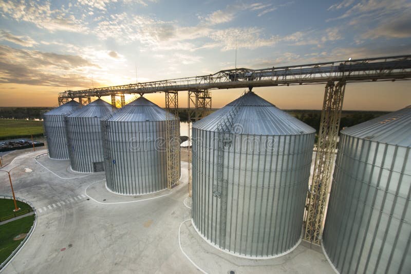 Metal Tanks for Storage of Grain Stock Image - Image of business, food ...