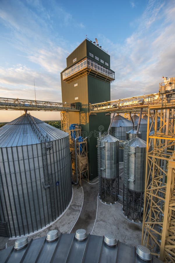Metal Tanks for Storage of Grain Stock Photo - Image of agribusiness ...