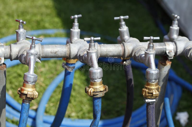 Metal Taps with Multiple Connections Stock Image - Image of taps, metal ...