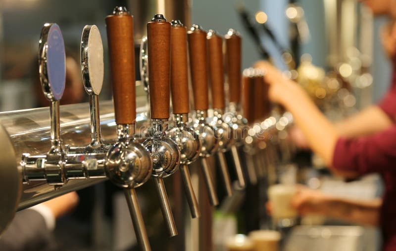 Draft Beer with Many Taps in the Bar Stock Image - Image of faucet ...