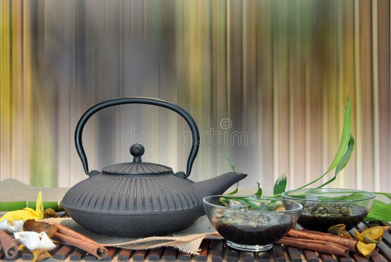 Metal Teapot with Two Cups of Tea Stock Photo - Image of teacup, liquid ...