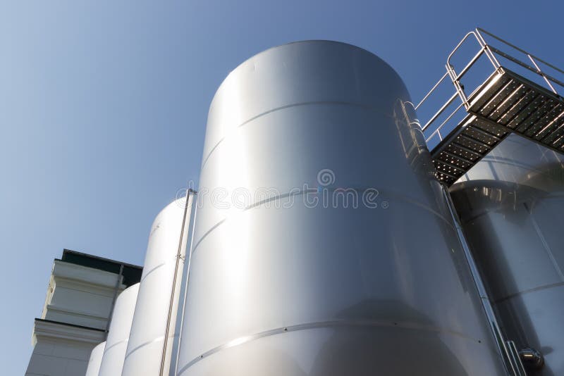 Metal Technology Column on the Background of Bright Blue Sky Stock ...