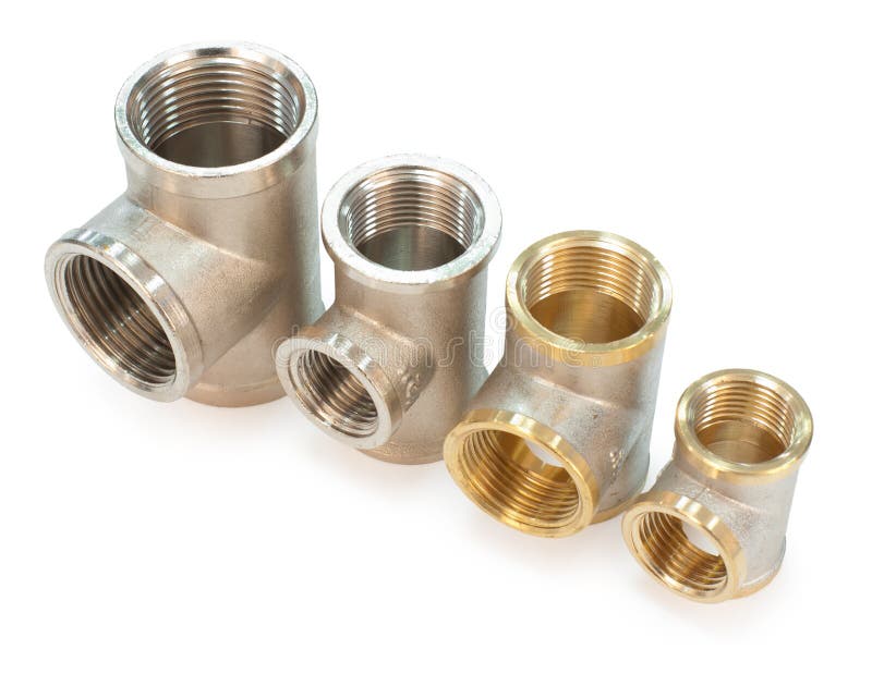Metal tee fittings stock image. Image of female, jack - 20386029