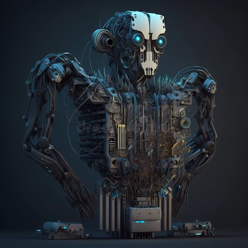 Metal Texture Artificial Intelligence Technology Robot Illustration ...