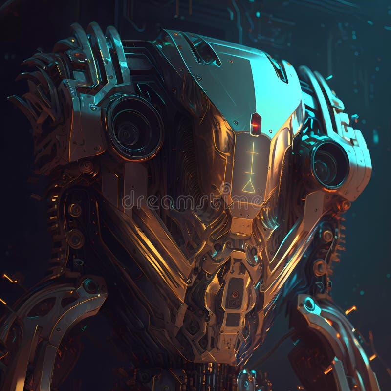 Metal Texture Artificial Intelligence Technology Robot Illustration ...
