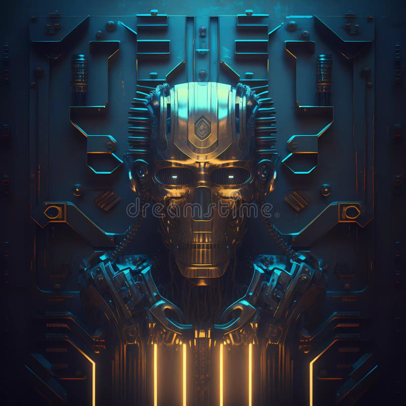 Metal Texture Artificial Intelligence Technology Robot Illustration ...
