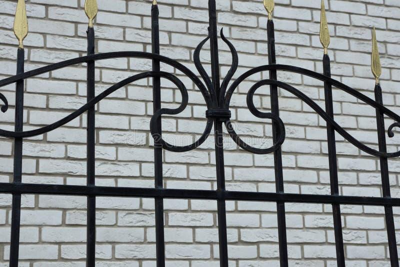 Metal Texture of Black Sharp Iron Rods with a Forged Pattern in a Fence ...