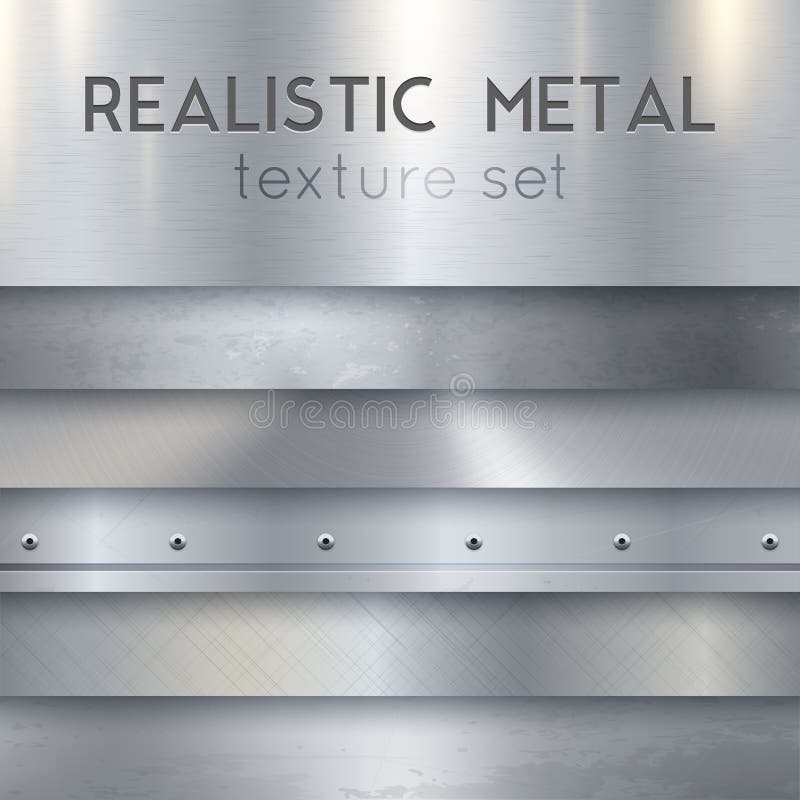 Metal Texture Realistic Horizontal Samples Set Stock Vector ...