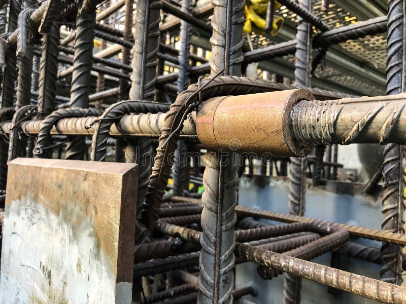Metal Threaded Couplings Connecting Reinforcing Rebars. Reinforcement ...
