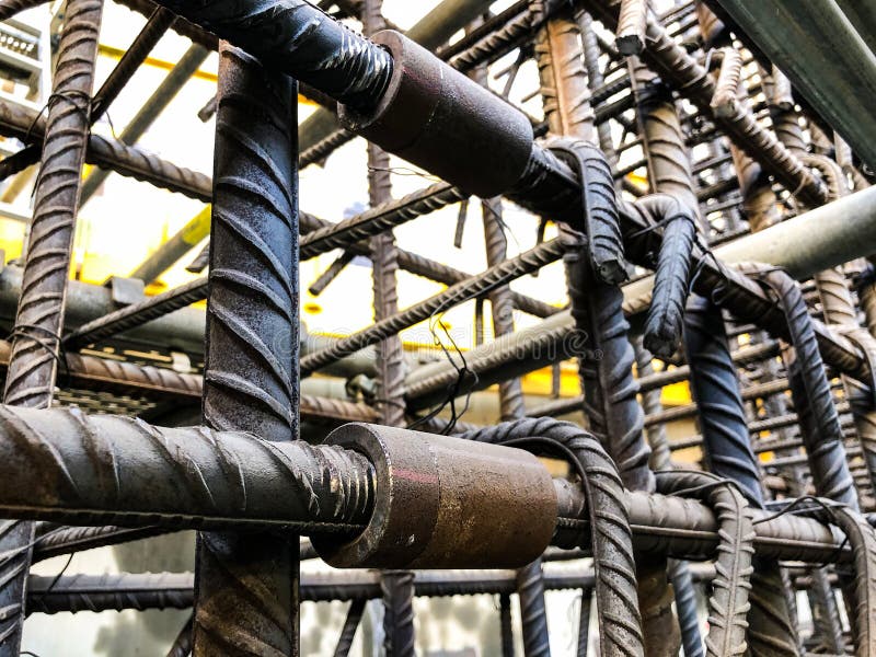 Metal Threaded Couplings Connecting Reinforcing Rebars. Reinforcement ...