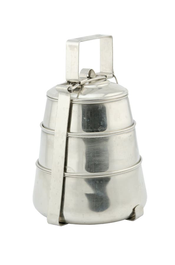 Metal Tiffin, Food Container on White Background Stock Photo - Image of ...