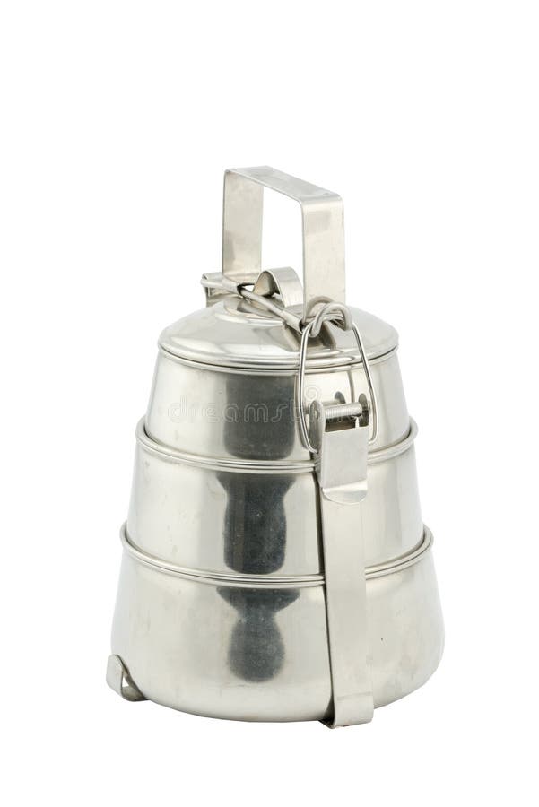 Metal Tiffin, Food Container on White Background Stock Image - Image of ...