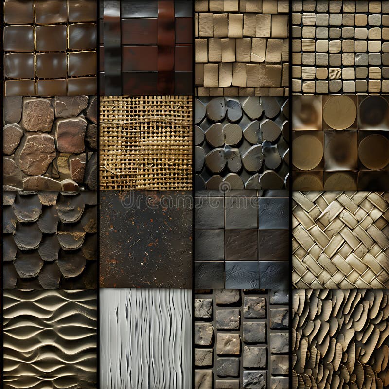 Metal Tiles with Varied Textures in a Repeating Pattern Stock ...
