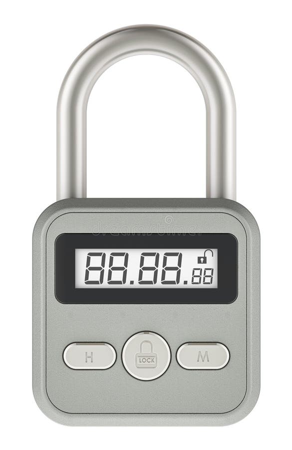 Metal Timer Padlock, Smart Lock Metal Timing. 3D Rendering Stock ...