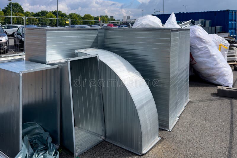 Metal Tin Boxes for Installation of Ventilation Systems Folded on ...