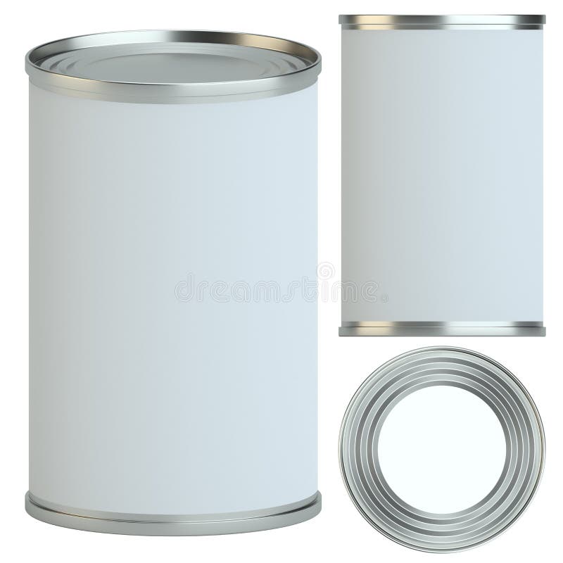 Metal Tin Can with White Empty Label Stock Illustration - Illustration ...