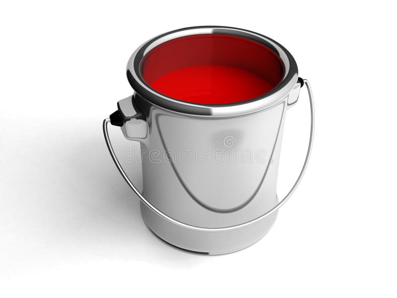 Metal tin with red paint stock illustration. Illustration of colours ...