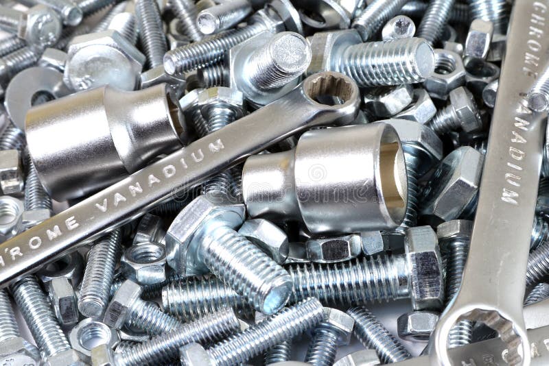 Metal Tools and Fixing Elements. Stock Photo - Image of shiny ...