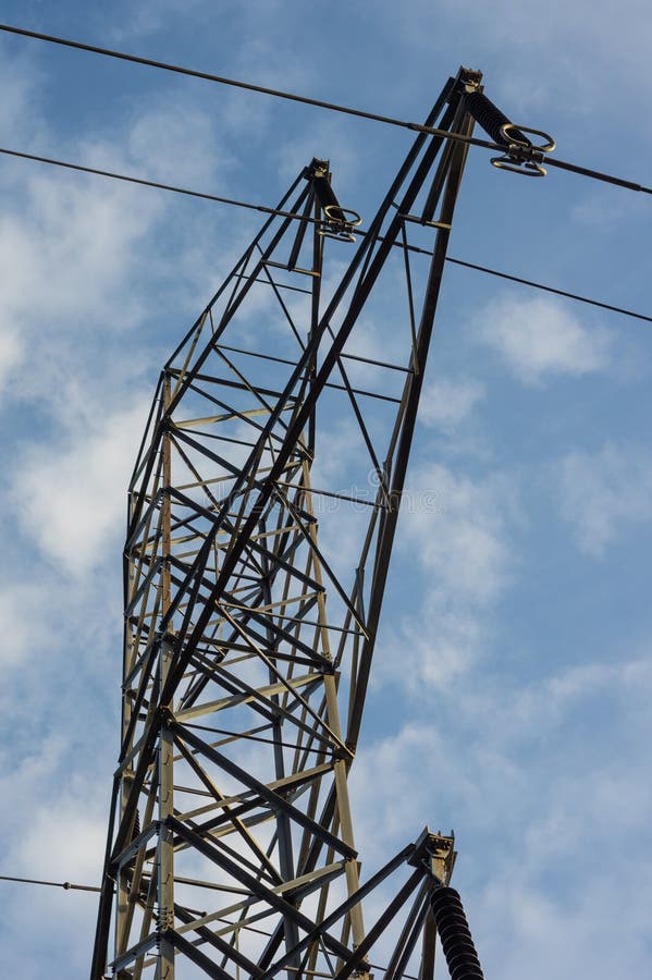 Metal Tower Power Lines Outside the City Stock Photo - Image of ...