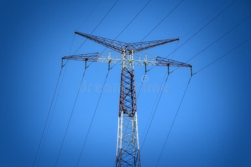 Metal Tower Power Lines Outside the City Stock Photo - Image of ...