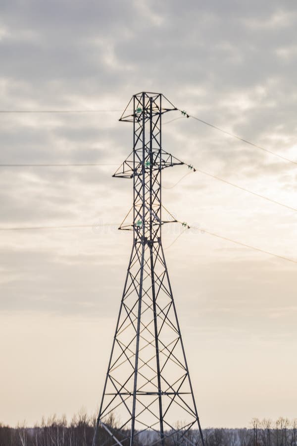 Metal Tower Power Lines Outside the City Stock Photo - Image of ...