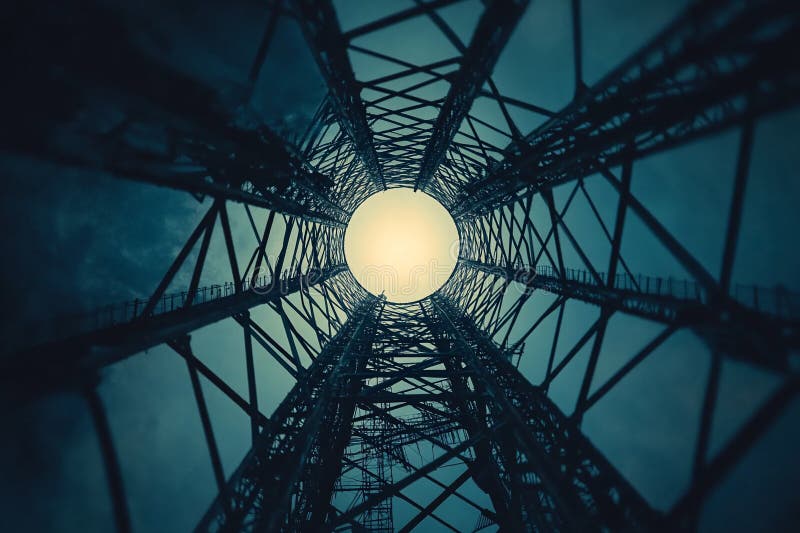 Metal Tower Power Lines Outside the City Stock Photo - Image of ...