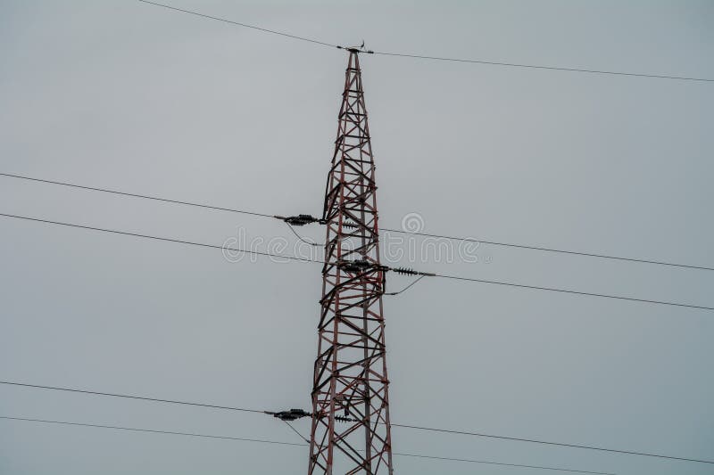 Metal Transmission Line Pole Stock Photo - Image of windmill, mast ...