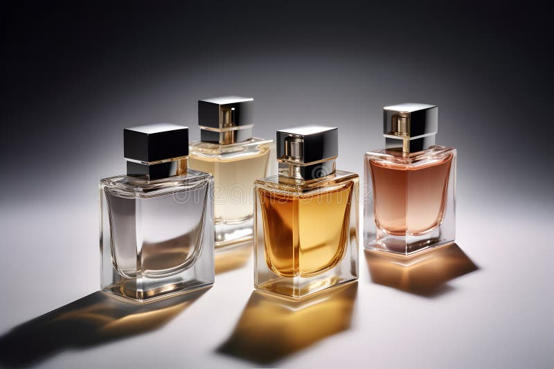 Metal Tray with Perfume Bottles on Table. Stock Illustration ...