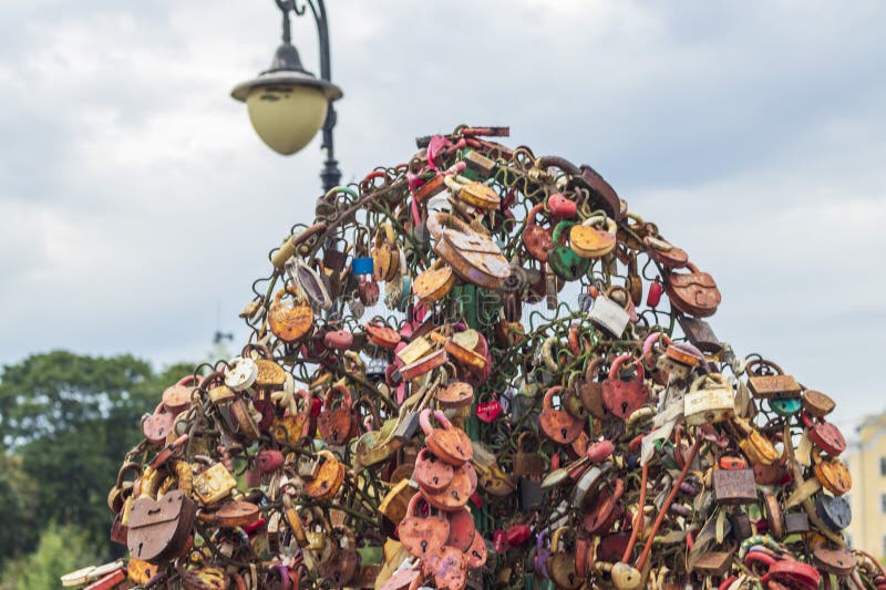 Metal Tree Structure Where Couples Locking the Locks As a Sign of True ...