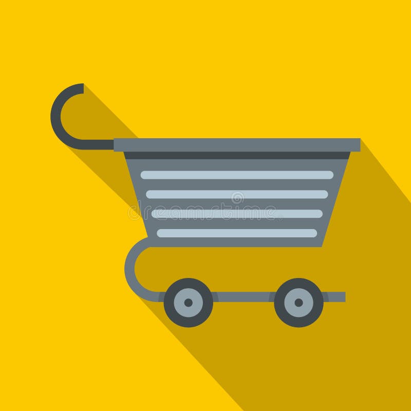 Metal Trolley Icon, Flat Style Stock Vector - Illustration of carrying ...