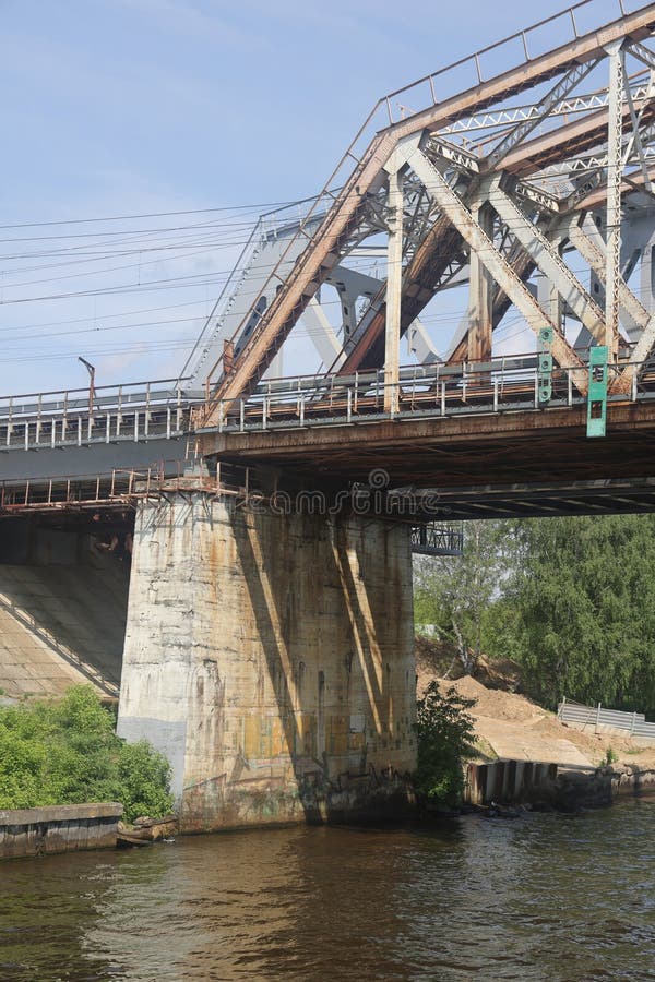 Metal Trusses of a Bridge Over a River, a Bridge Over a Canal Stock ...